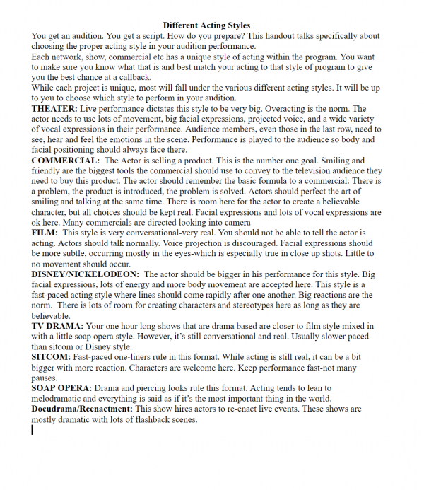 Different Acting Styles Updated | The Actor's Scene